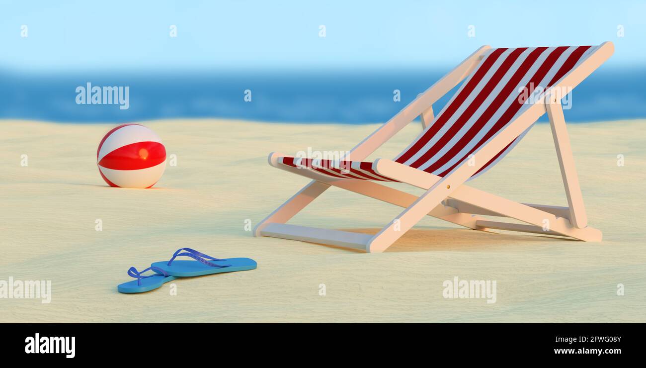 Summer beach ball and chair hi-res stock photography and images - Alamy
