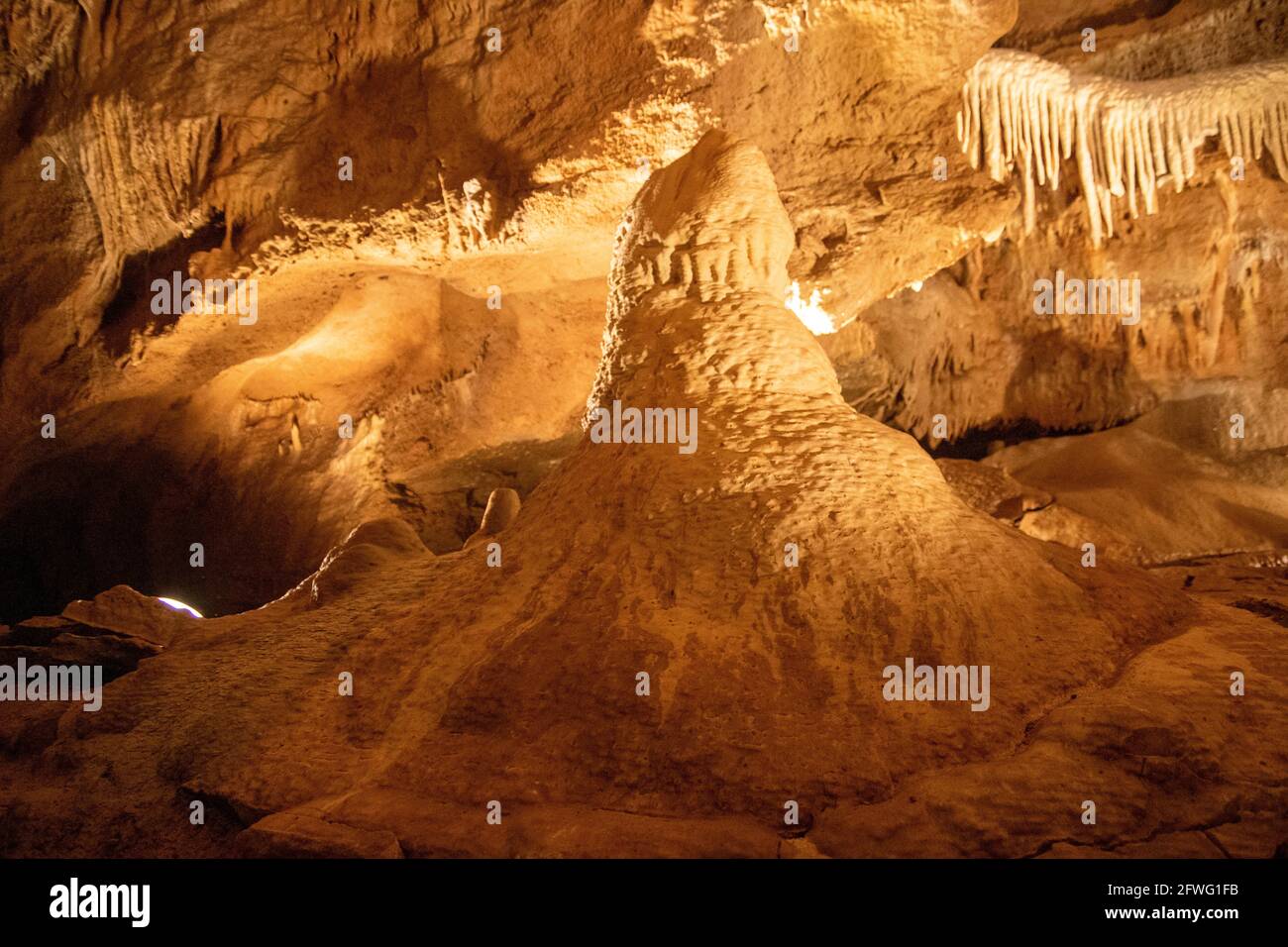 Stone decoration in Koneprusy caves in region known as Bohemian Karst ...