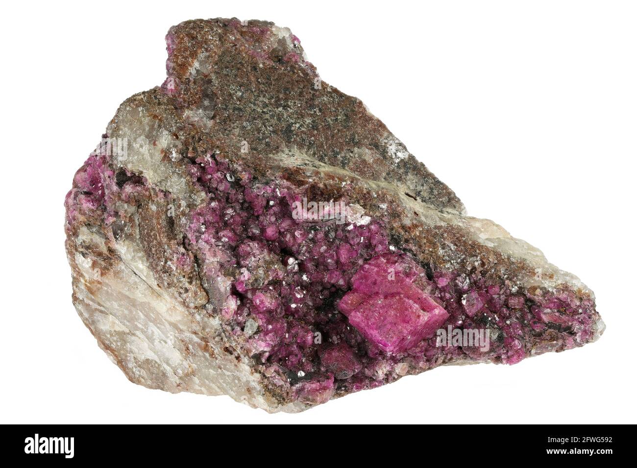 cobalto calcite on matrix from Tantara Mine, DR Congo isolated on white ...