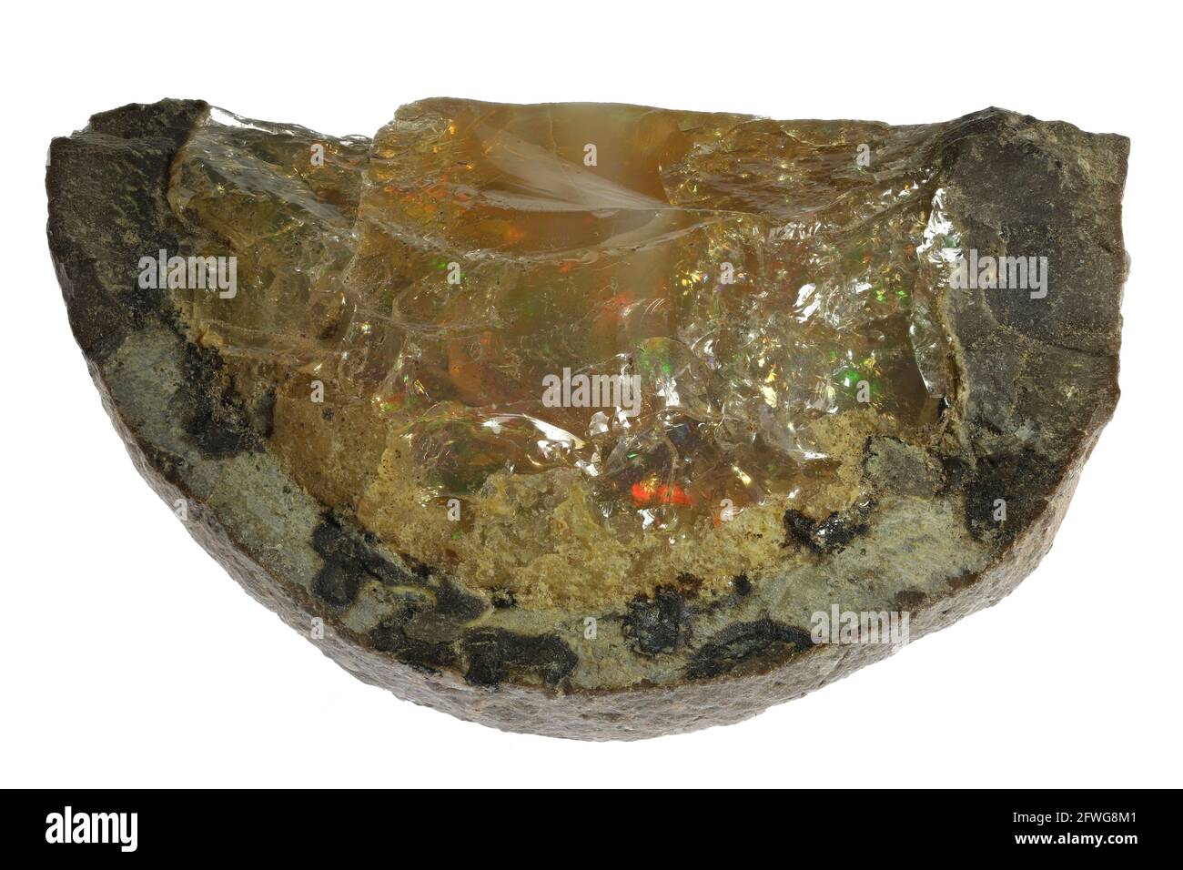 Ethiopian Welo opal isolated on white background Stock Photo - Alamy