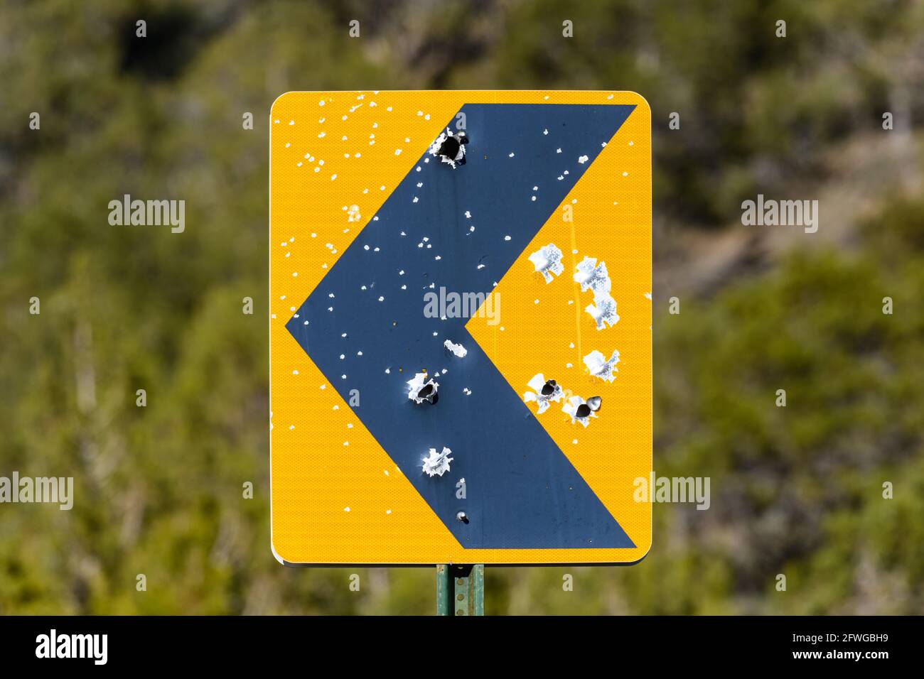 A road sign with bullet holes. Colorado, USA Stock Photo - Alamy