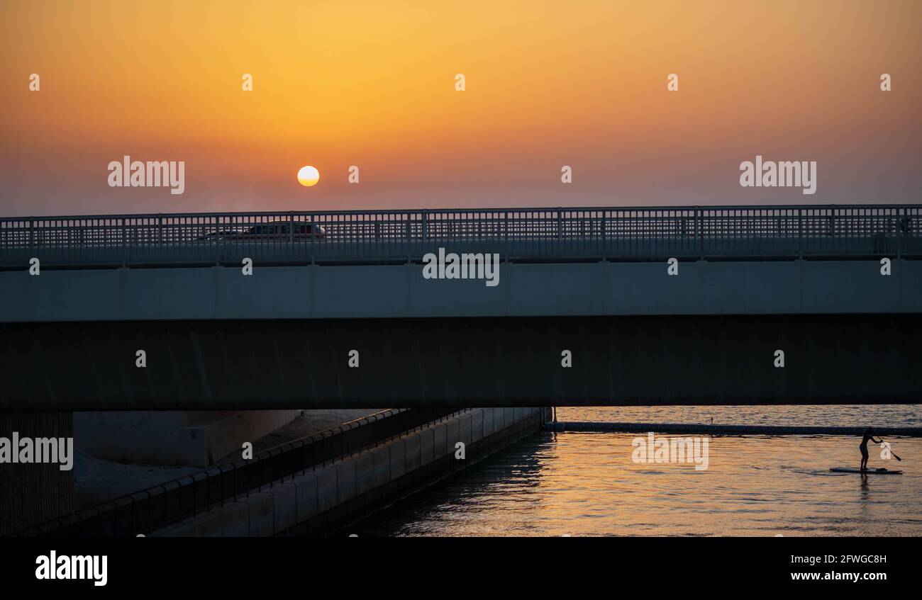 sunset over bridge Stock Photo - Alamy