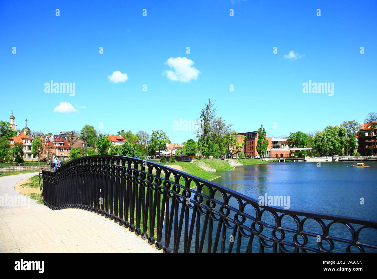 View of the Kaliningrad, Russia. «Poplavok» pond Stock Photo - Alamy