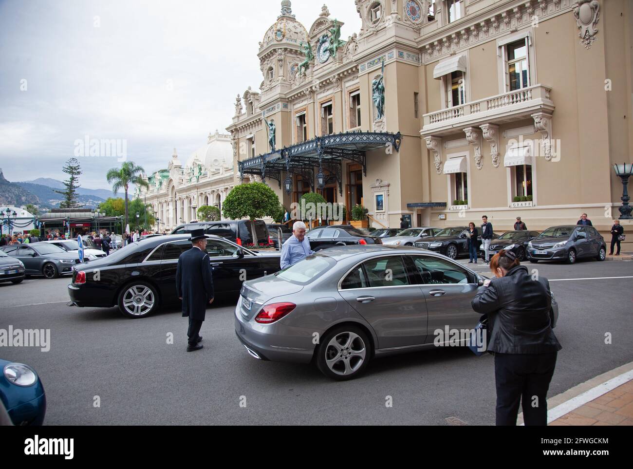 Parking lot at Casino Monte Carlo in Monaco, at the French riviera ...