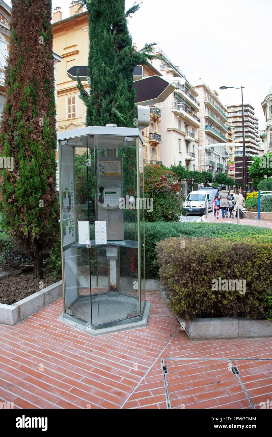 Phone booth in Monaco, at the French riviera Stock Photo - Alamy