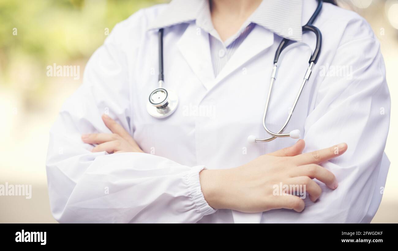 Outdoor Portrait Female Doctor Holding Stethoscope, Hospital worker ...
