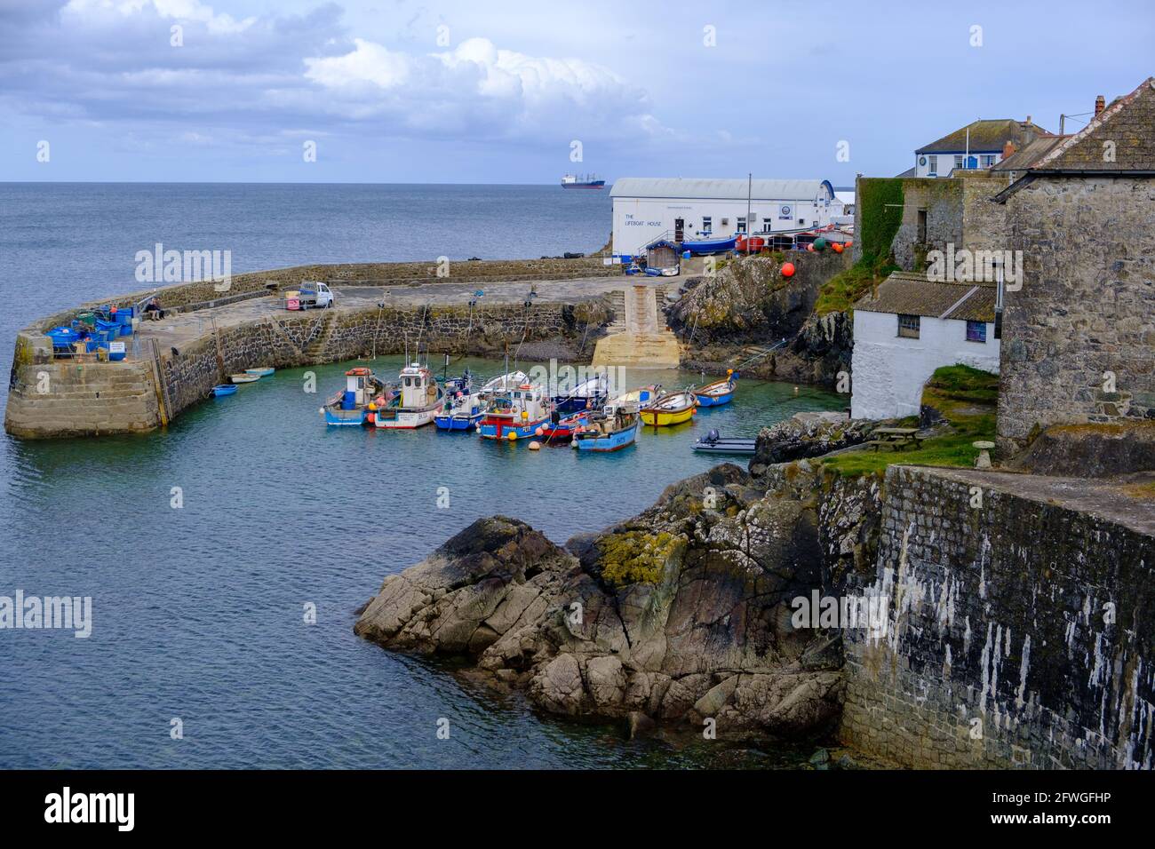 Coverack Harbour South West Coast Path Lizard Point Cornwall England ...