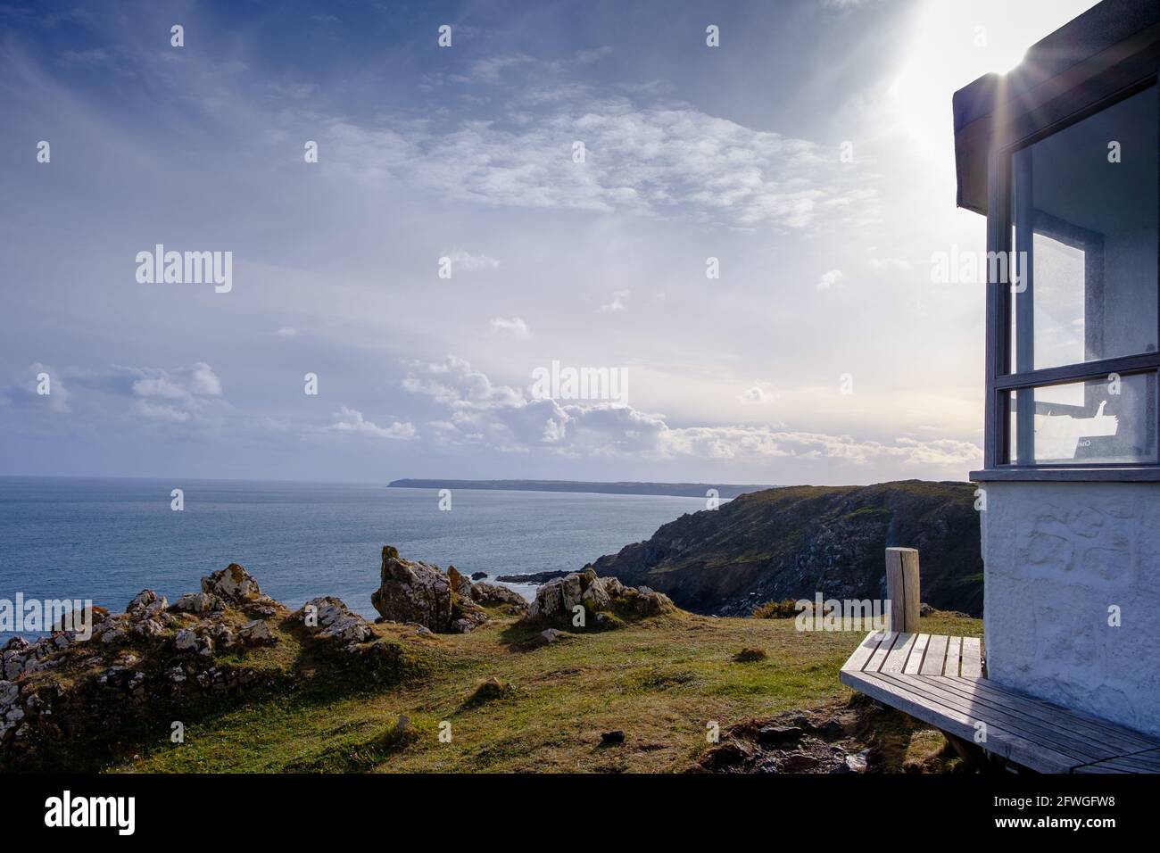 View out to Sea from The Old Coastguard Lookout, Black Head, South West ...