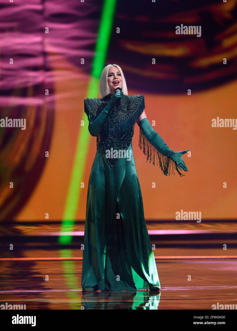 Rotterdam, Netherlands. 19th May, 2021. Singer Samanta Tina (Latvia ...
