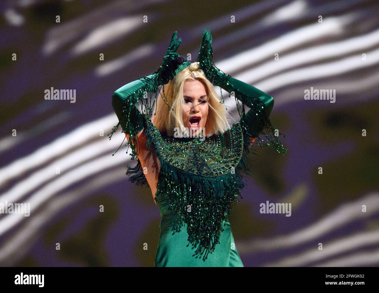 Rotterdam, Netherlands. 19th May, 2021. Singer Samanta Tina (Latvia ...