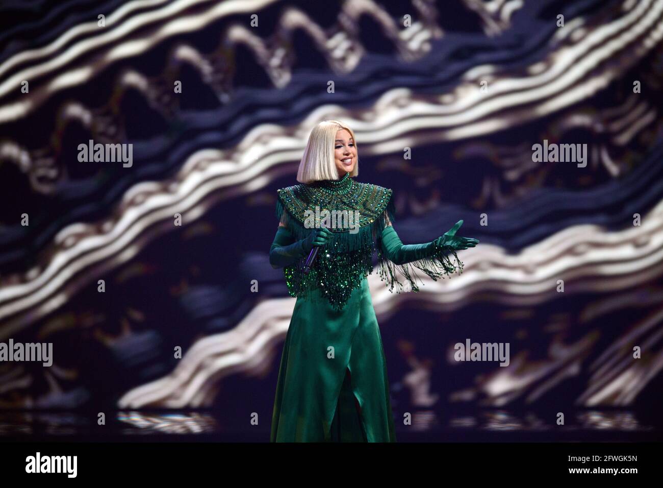 Rotterdam, Netherlands. 19th May, 2021. Singer Samanta Tina (Latvia ...