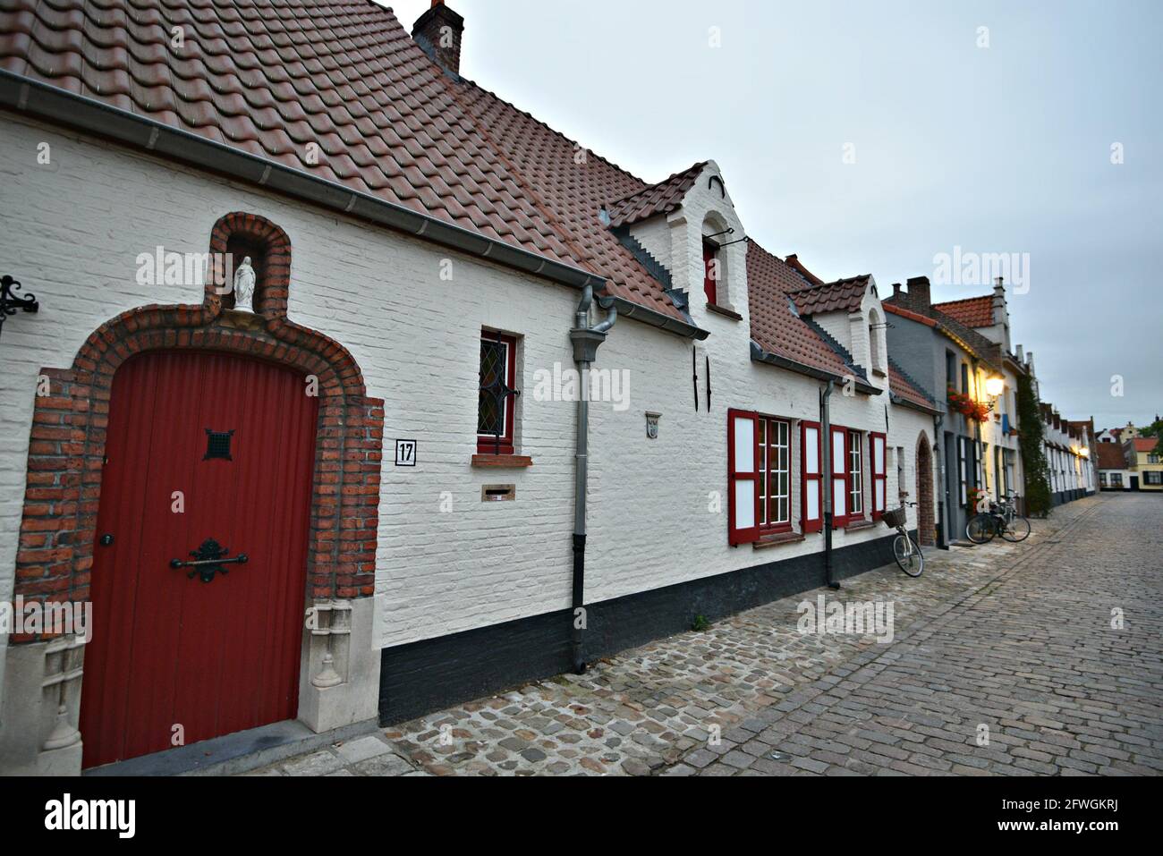 Scenic view of typical Victorian style buildings and picturesque local ...
