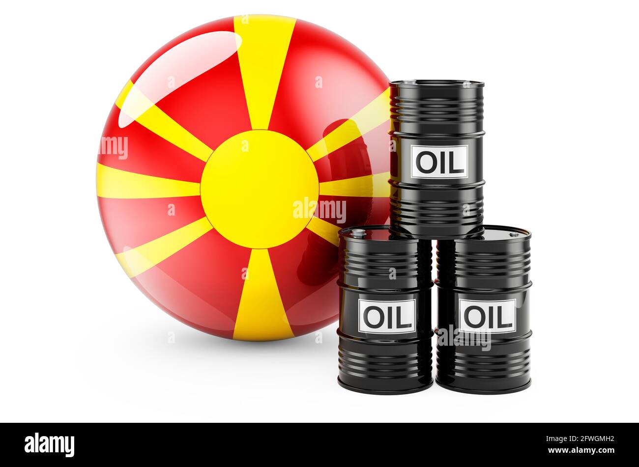 Oil barrels with Macedonian flag. Oil production or trade in Macedonia ...