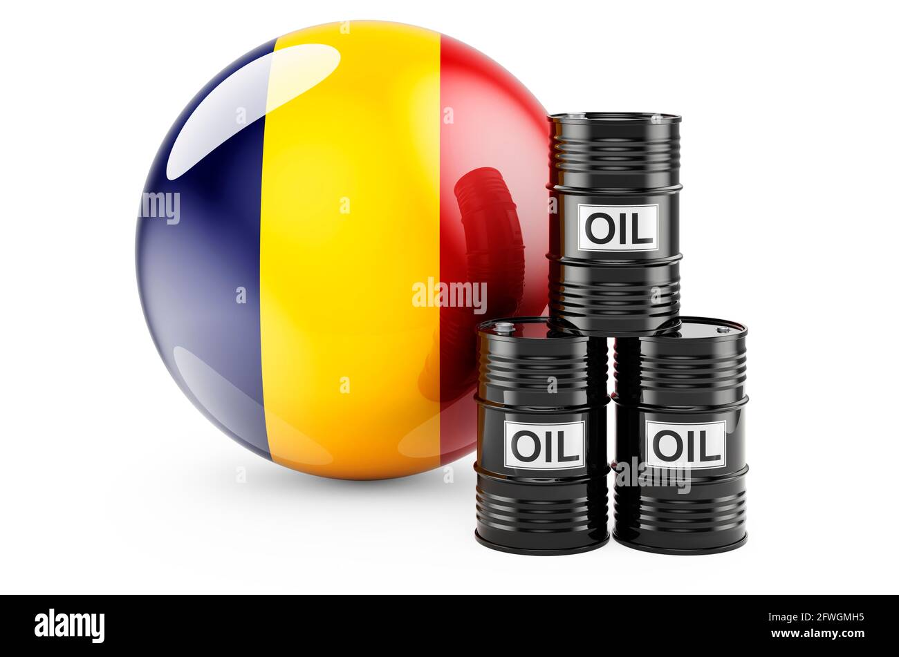 Oil barrels with Romanian flag. Oil production or trade in Romania ...