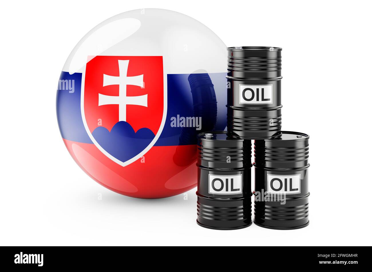 Oil barrels with Slovak flag. Oil production or trade in Slovakia ...