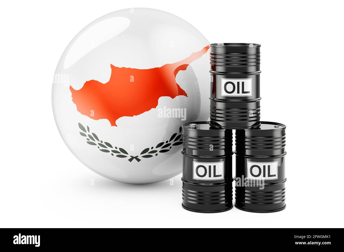 Oil barrels with Cypriot flag. Oil production or trade in Cyprus ...