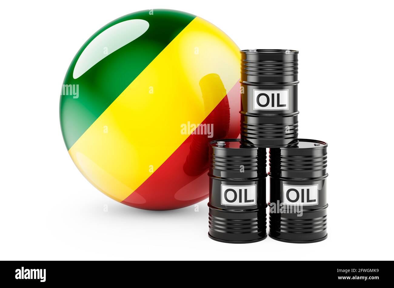 Oil barrels with Congolese flag. Oil production or trade in Congo ...