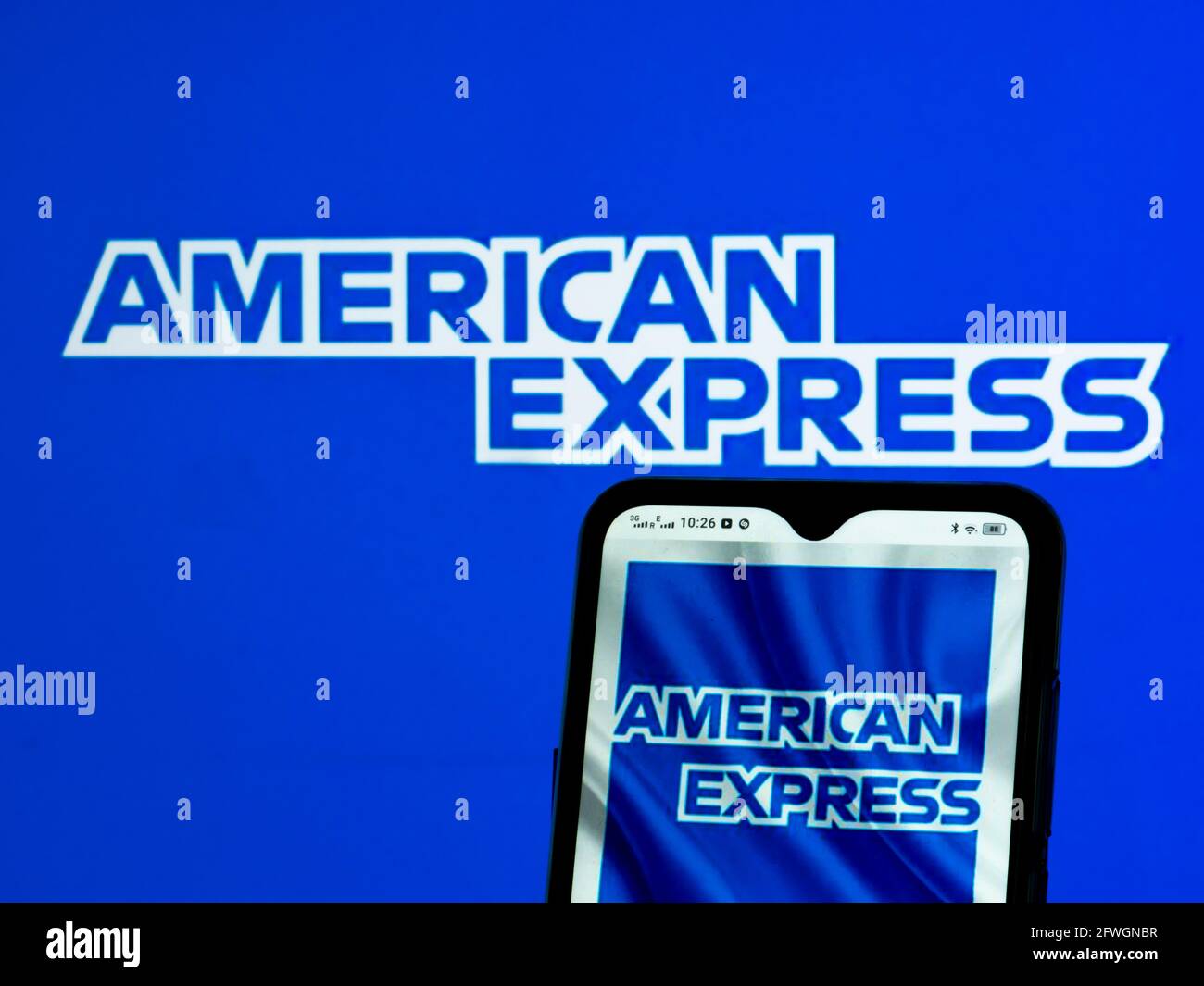 In this photo illustration, an American Express Company logo seen ...