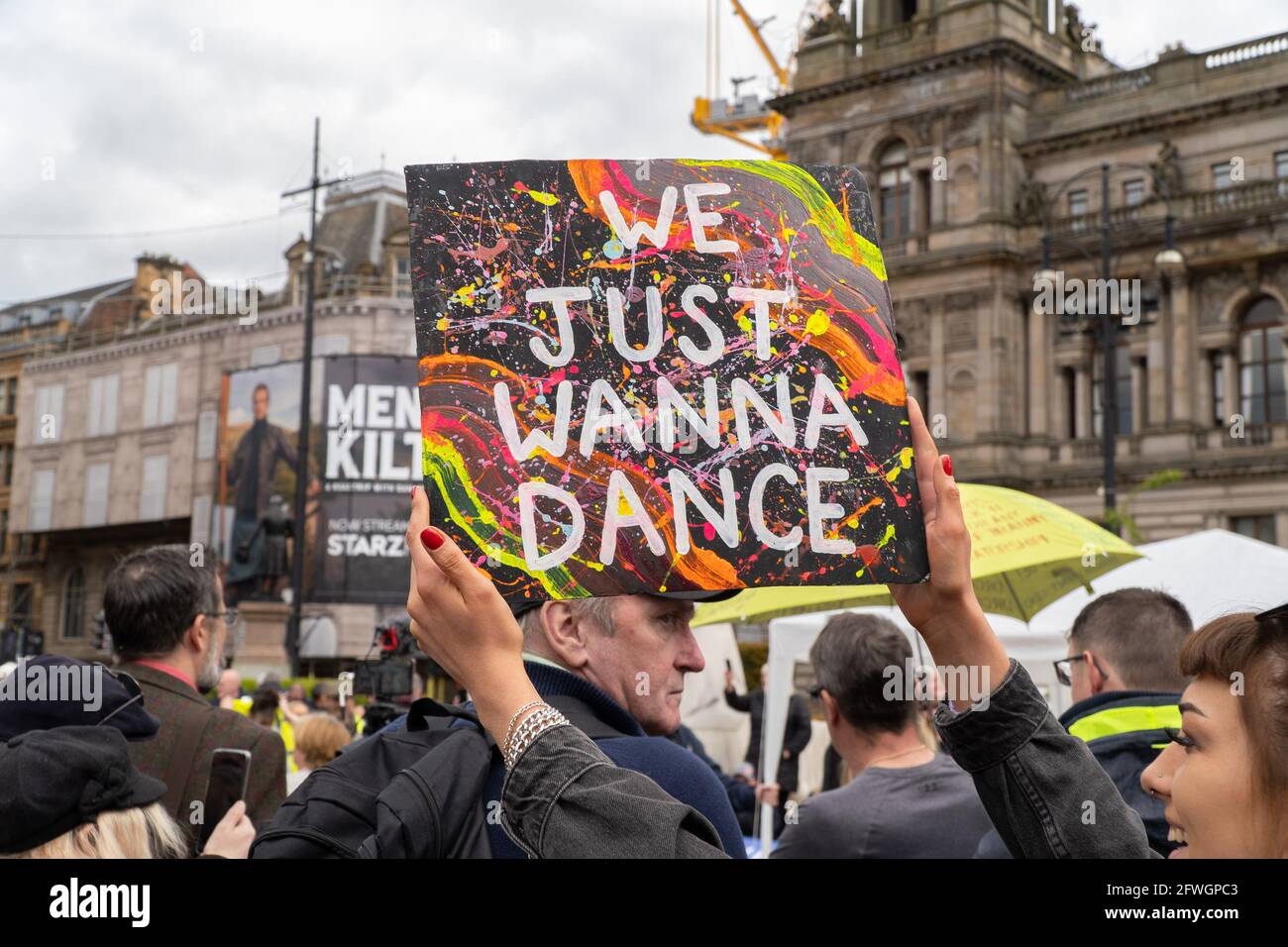 George Square, Glasgow, Scotland, UK, 22nd of May 2021: A large crowd ...