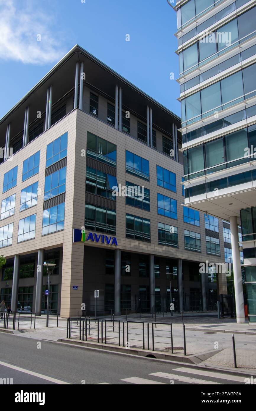 Exterior view of the building housing the headquarters of the insurance ...
