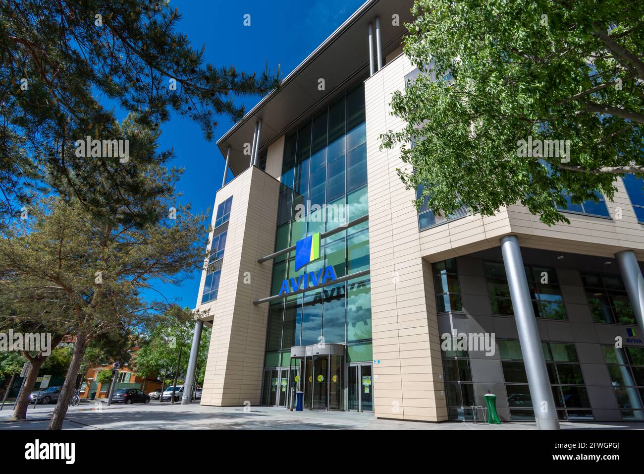 Exterior view of the building housing the headquarters of the insurance ...