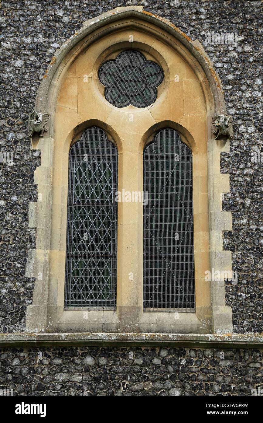 Exterior of Stained glass windon on St Peter and St Paul Church, Water ...