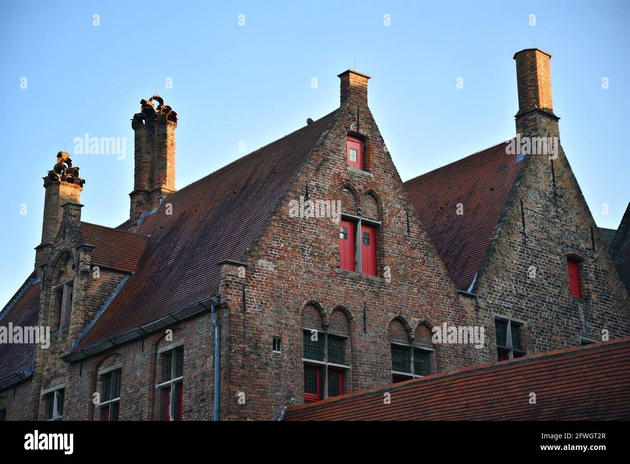 Scenic view of a typical Gothic style building with a brick facade and ...