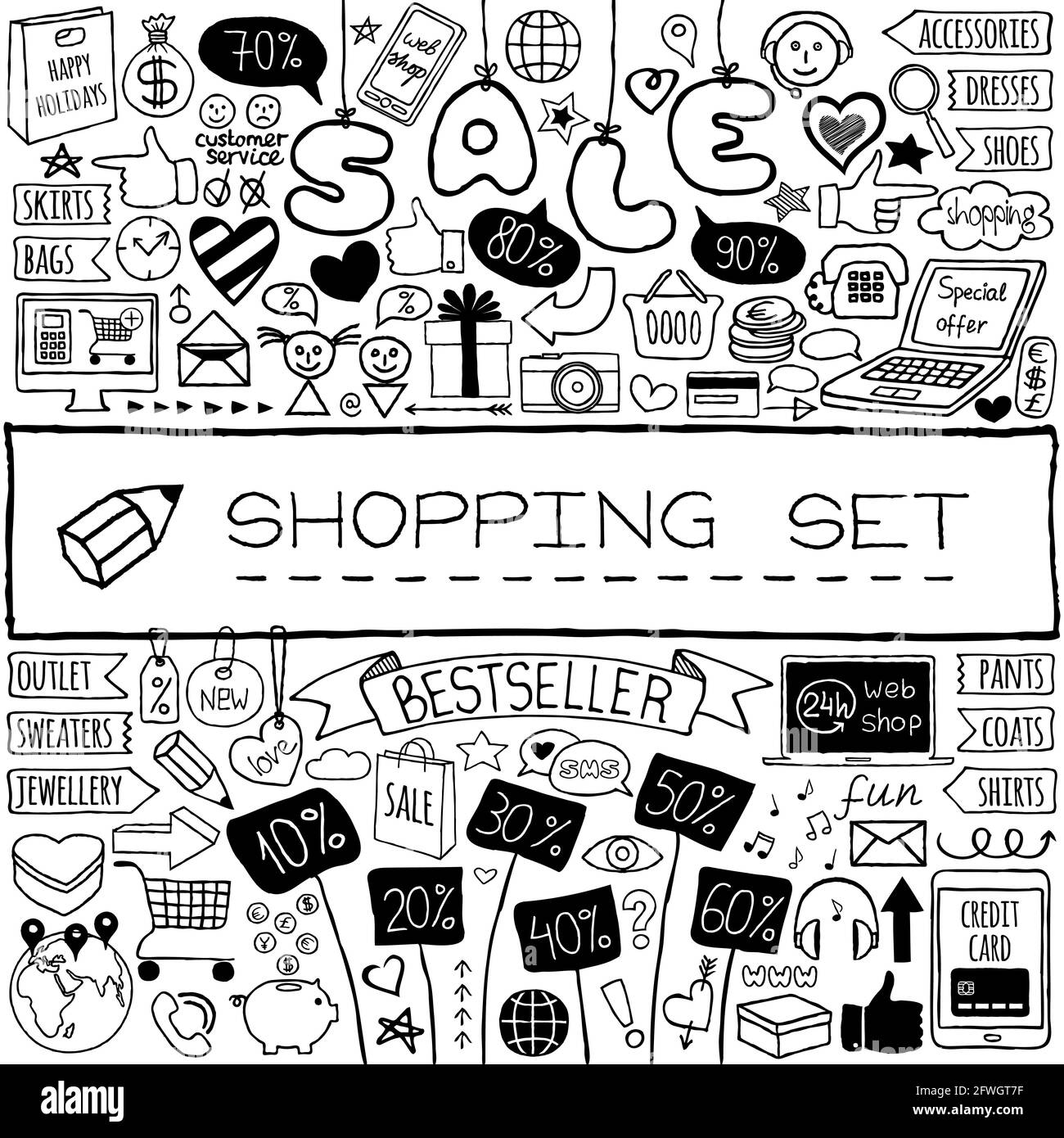 Shopping doodle set Stock Vector Image & Art - Alamy