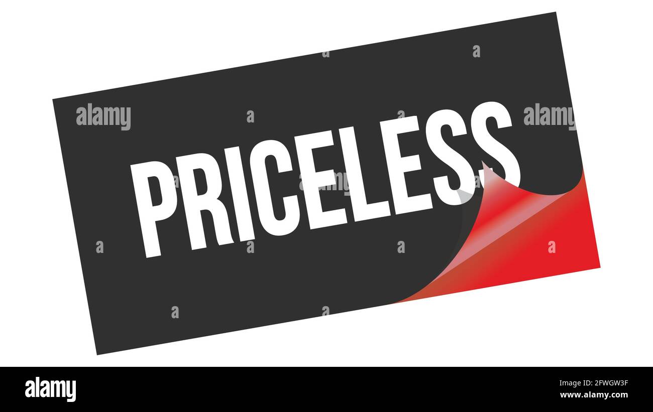 PRICELESS text written on black red sticker stamp Stock Photo - Alamy