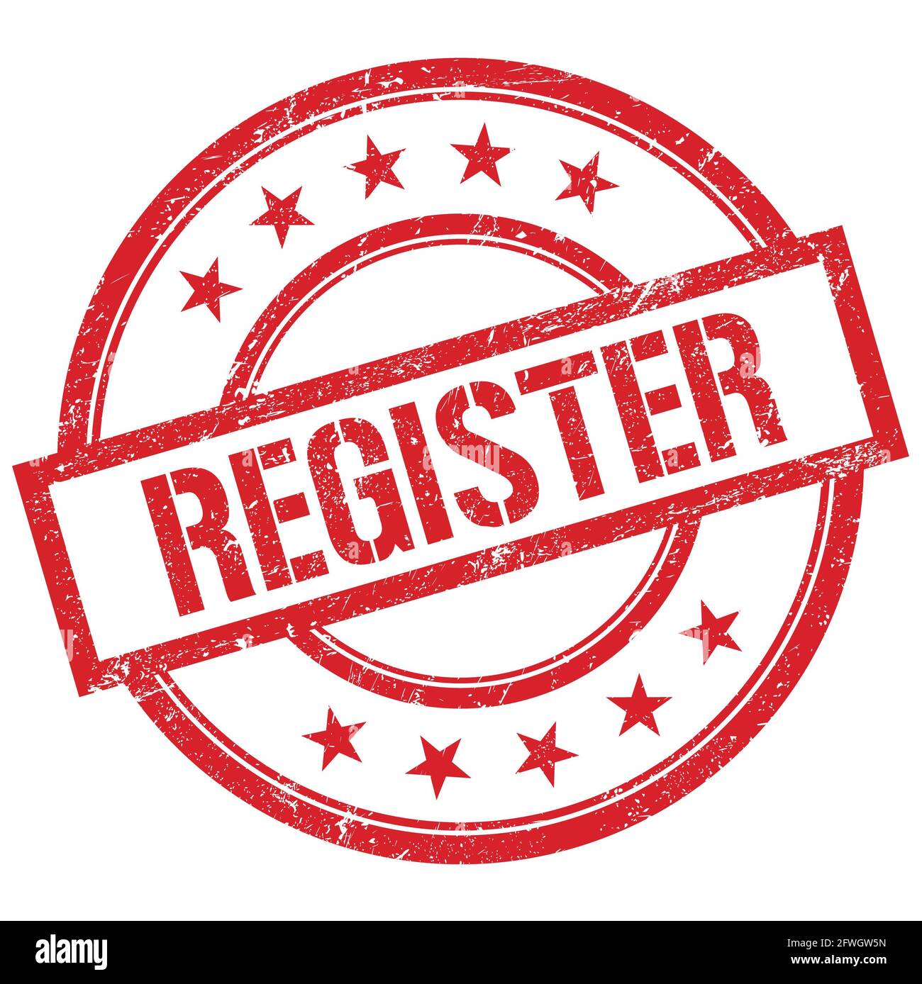 REGISTER text written on red round vintage rubber stamp Stock Photo - Alamy