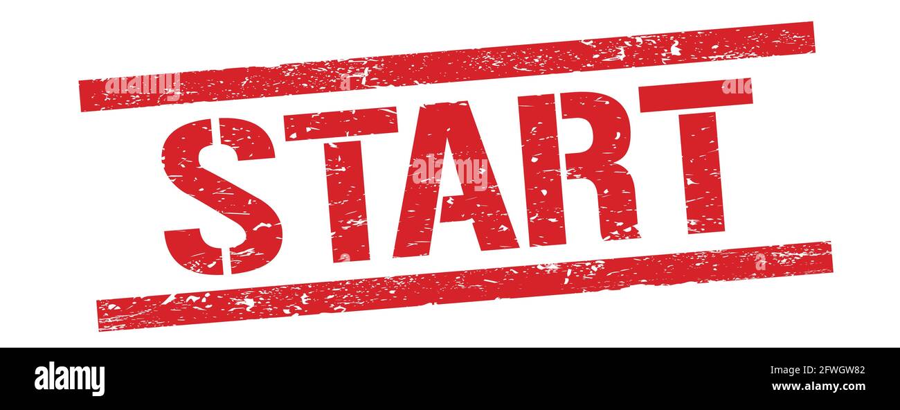 START text on red grungy rectangle stamp sign Stock Photo - Alamy