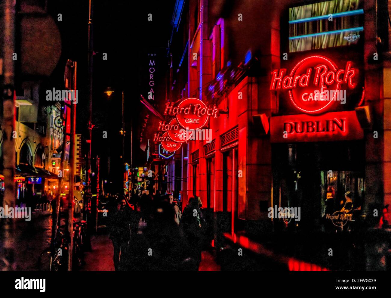 Red neon lights on a Dublin street Stock Photo - Alamy