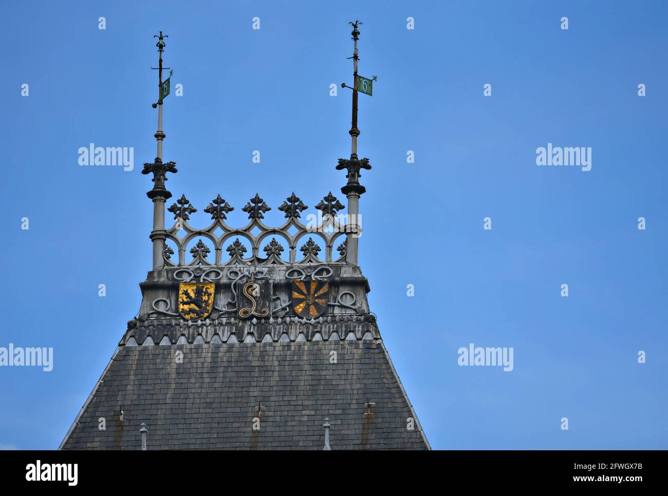 Gothic style rooftop architectural detail of the Historium, a Museum ...
