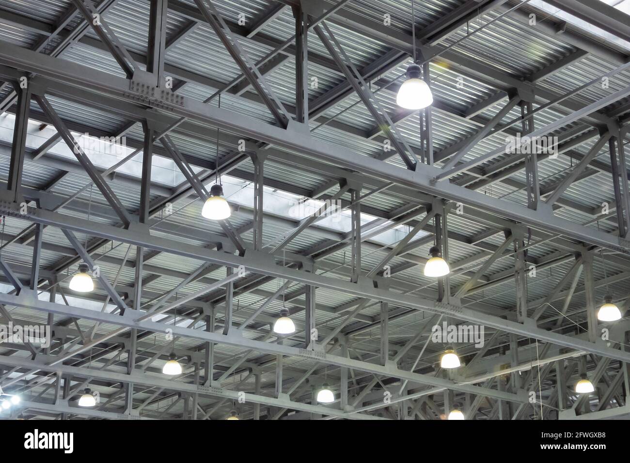 Pavilion ceiling with lights on, indoor view Stock Photo - Alamy