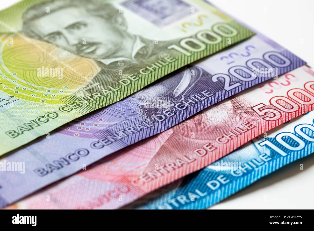 Chile, pesos, Various banknotes, Close up Stock Photo - Alamy