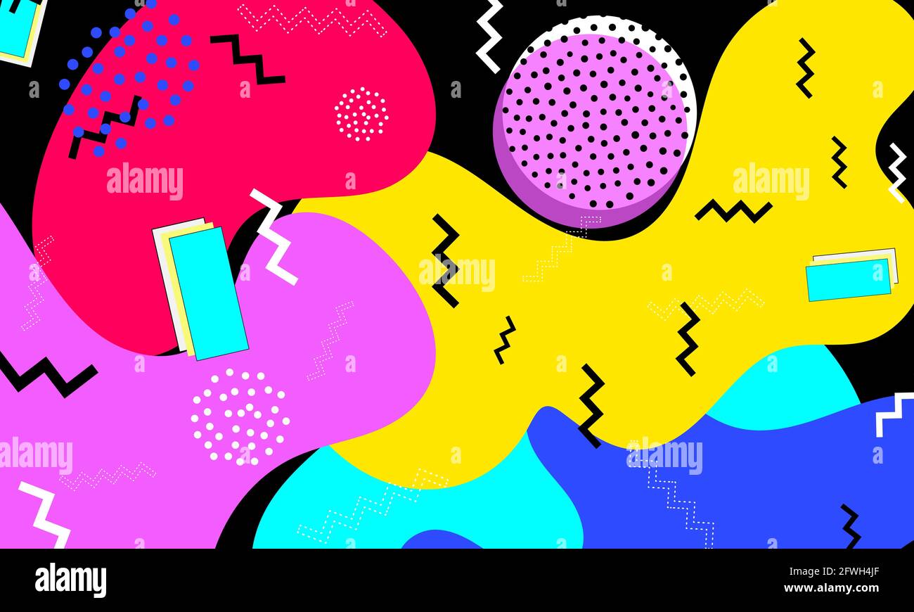 Fun 90s background. Trendy minimal. Patterns pop art. Fun background ...