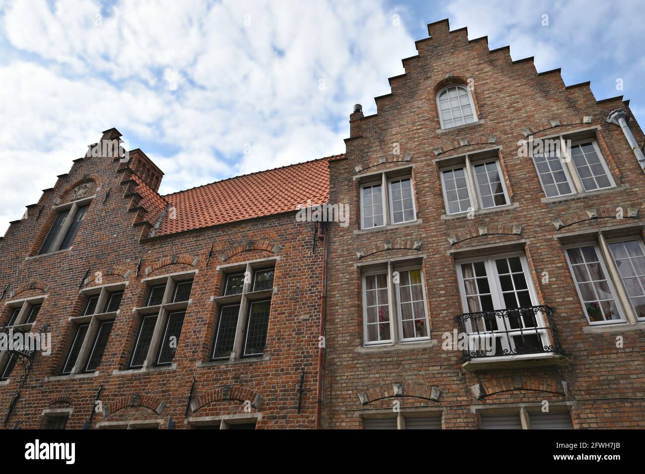 Scenic view of typical Gothic Revival style buildings with a brick ...