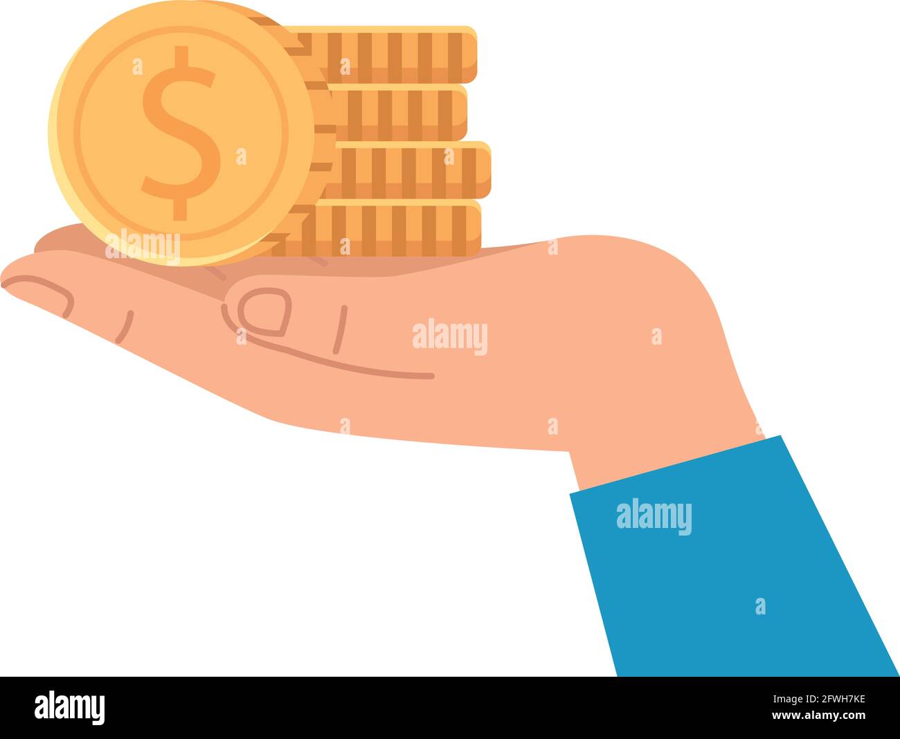 Coins on hand Stock Vector Image & Art - Alamy