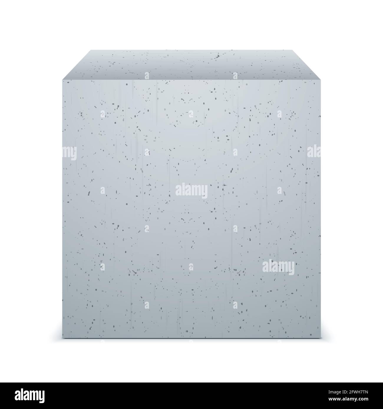Cube shape concrete material sample, isolated on a white background ...