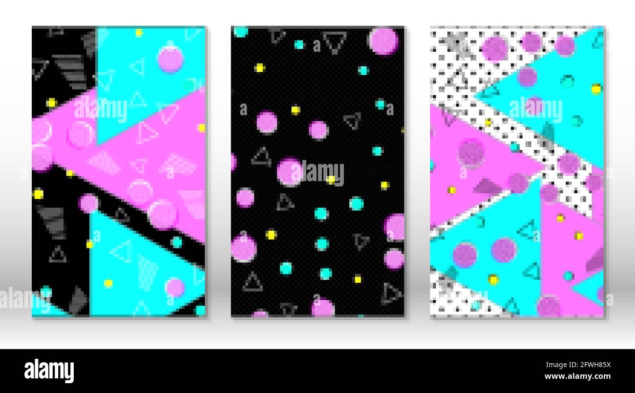 Set of memphis patterns. Abstract colorful fun background. Hipster ...