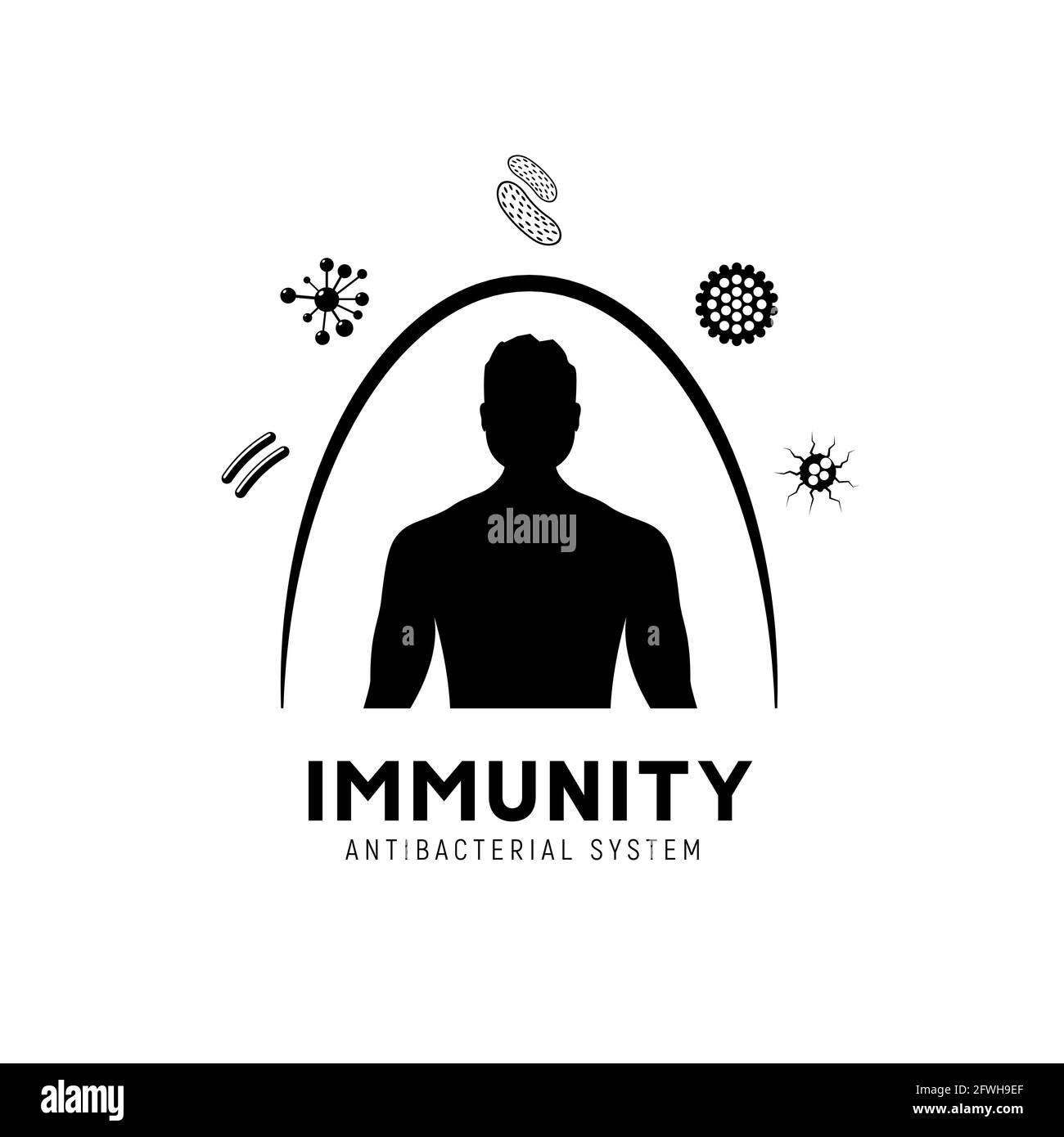 Immune system vector icon logo. Health bacteria virus protection ...