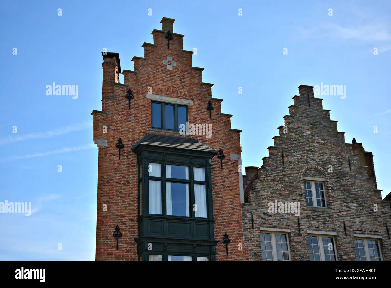 Scenic view of typical Gothic Revival style buildings with a brick ...
