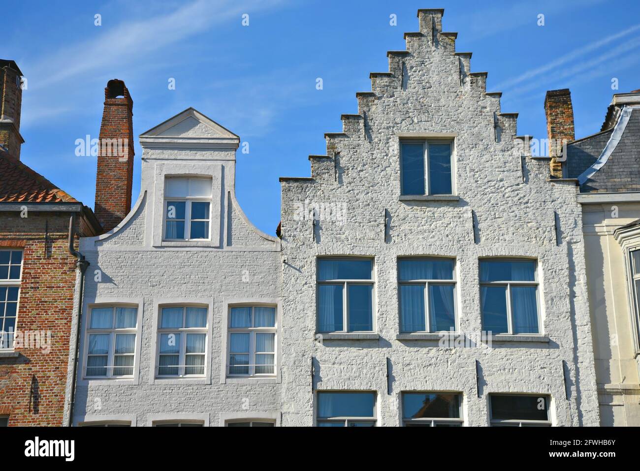 Scenic view of typical Gothic Revival style buildings with a brick ...