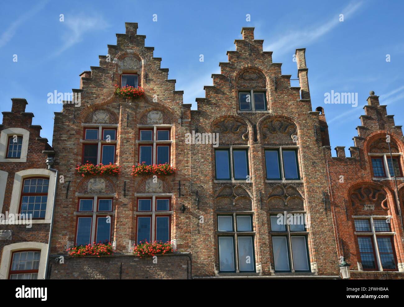 Scenic view of typical Gothic Revival style buildings with a brick ...