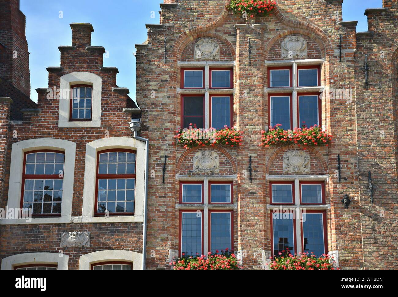 Scenic view of typical Gothic Revival style buildings with a brick ...