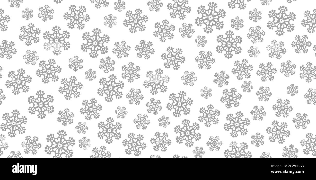 Winter seamless pattern with grey snowflakes on white background ...