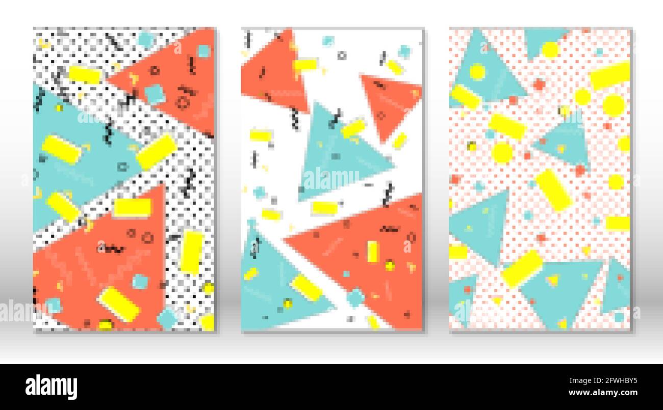 Set of memphis patterns. Abstract colorful fun background. Hipster ...