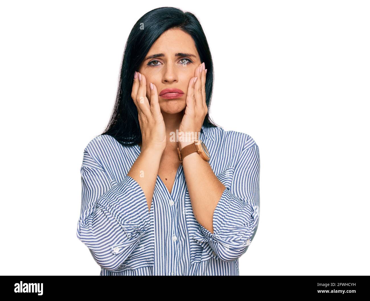 Woman head wall depression studio hi-res stock photography and images ...
