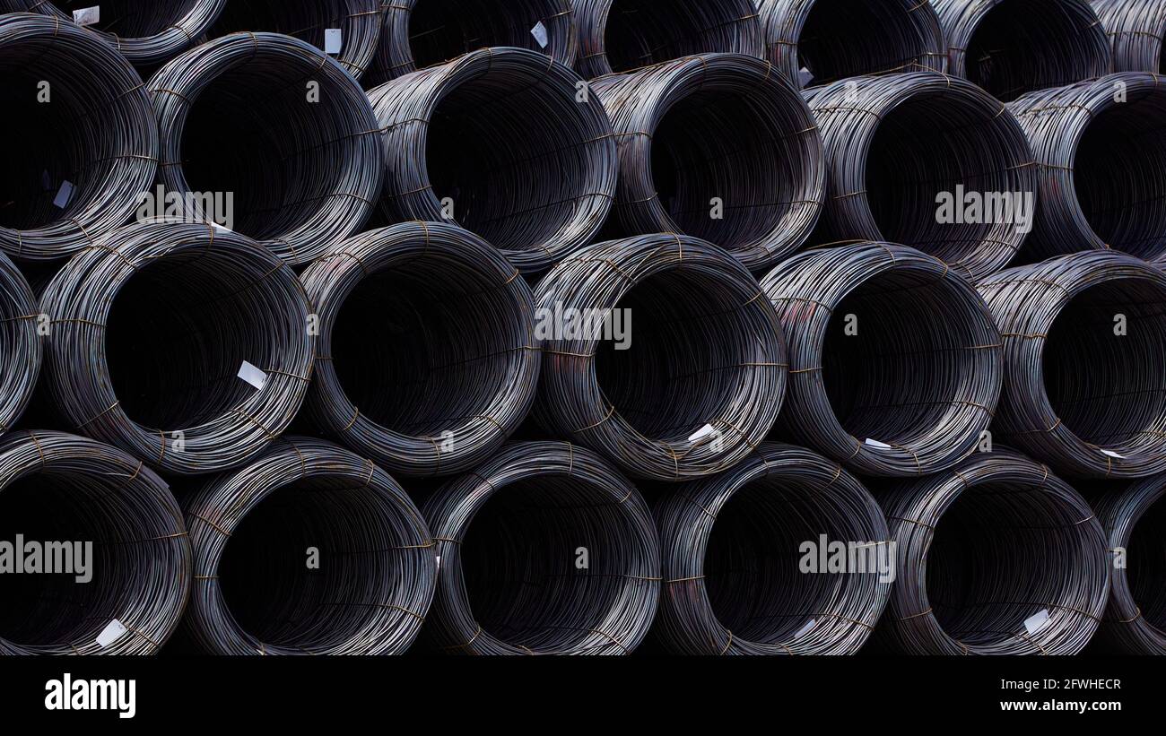 Pile of wire rod or coil for industrial usage Stock Photo - Alamy