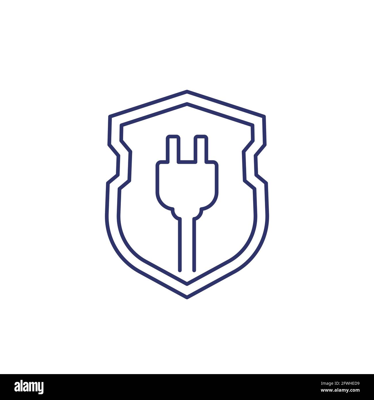 electric plug and shield line icon Stock Vector Image & Art - Alamy